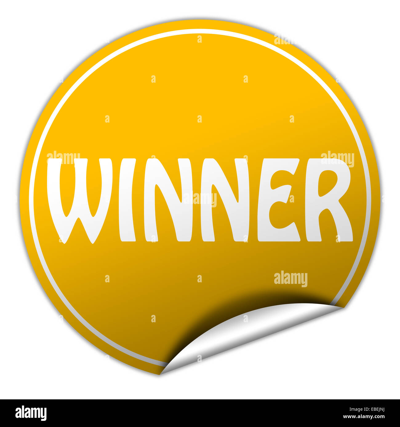 winner round yellow sticker on white background Stock Photo - Alamy