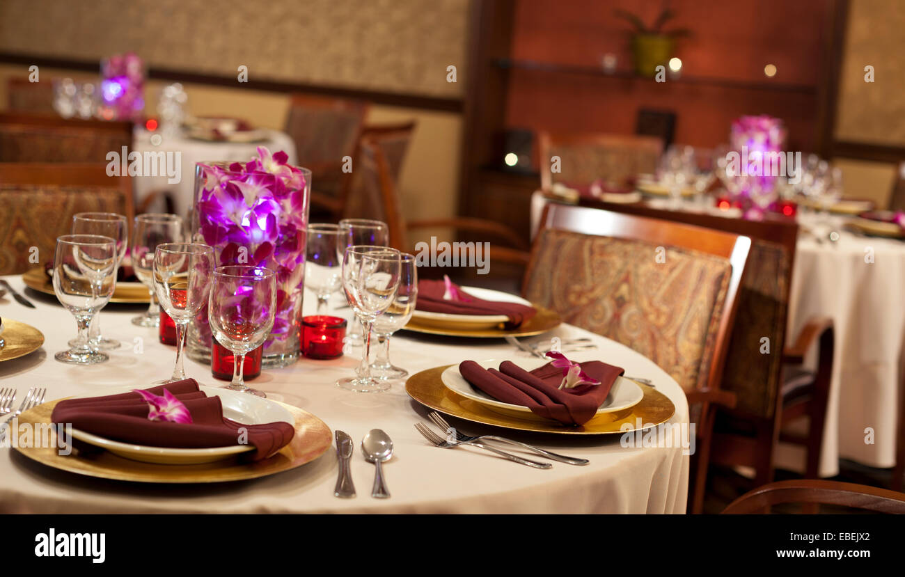Tables set for formal party Stock Photo - Alamy