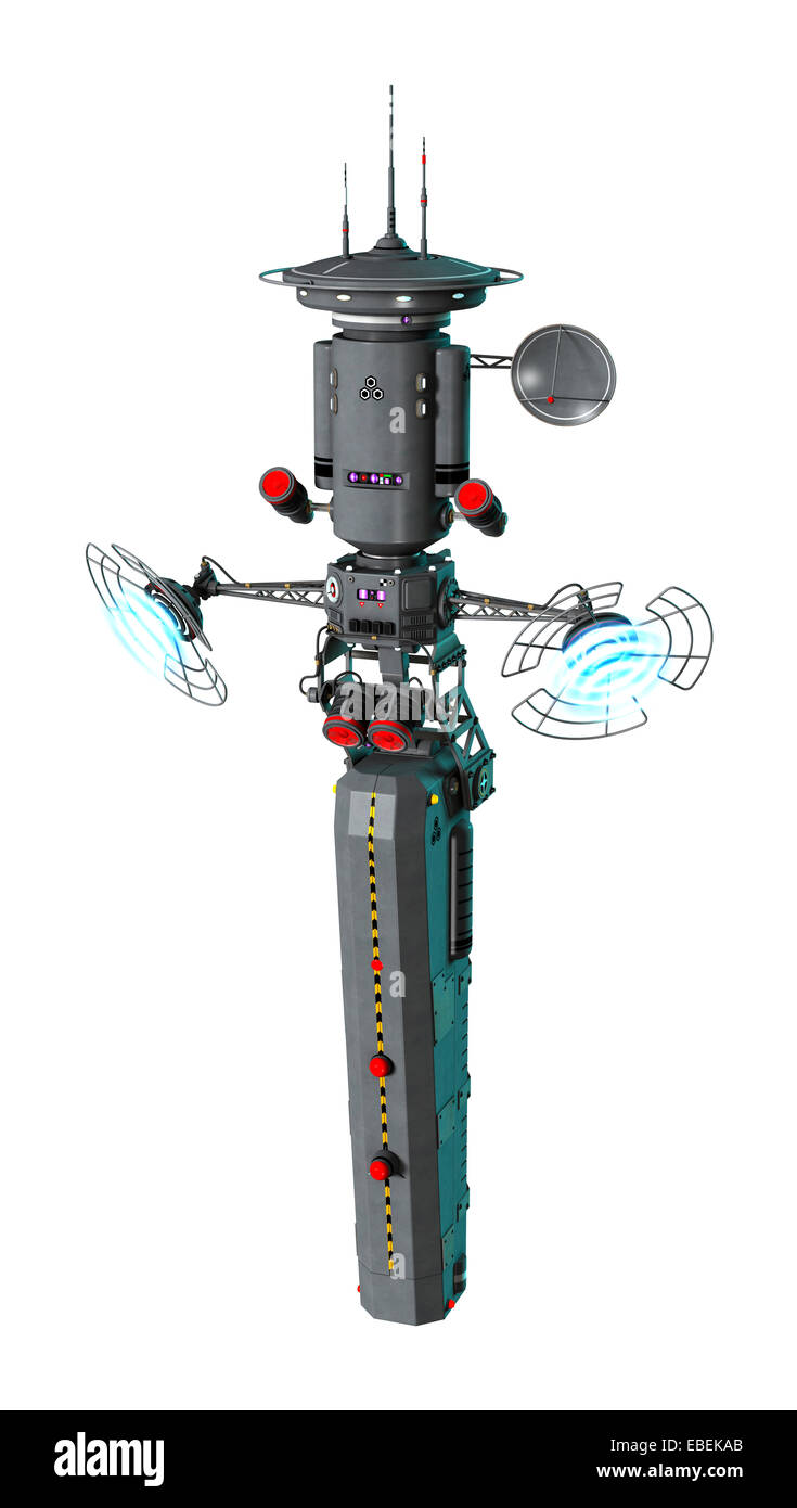 3D digital render of a drone, automatic combat laser system, isolated ...