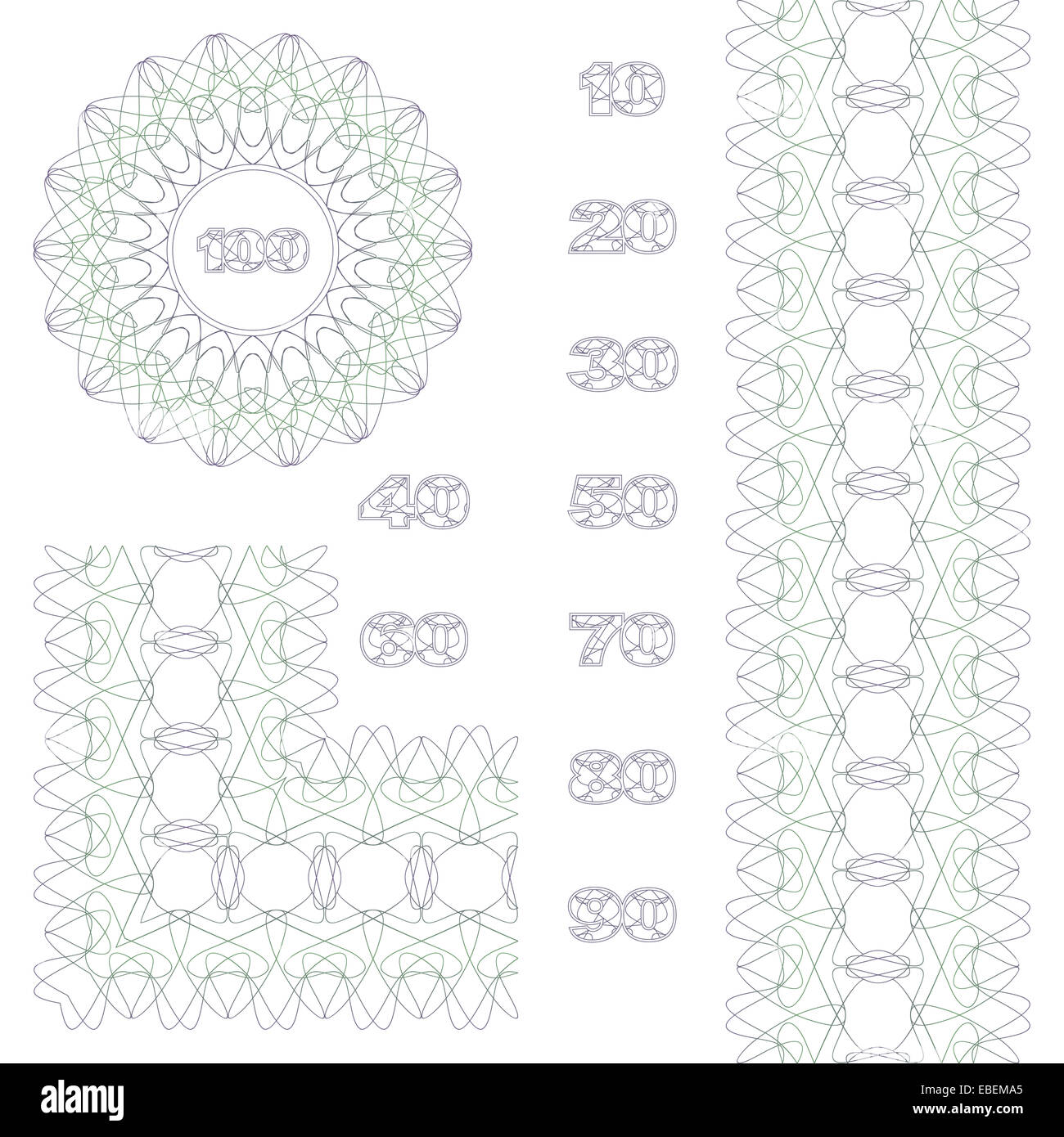 Decorative rosette, border and numbers Stock Photo - Alamy