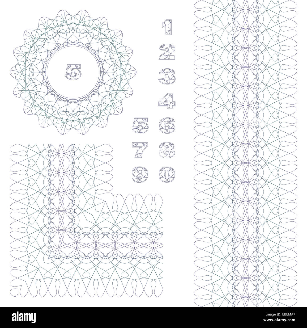 Rosette, border and numbers Stock Photo - Alamy