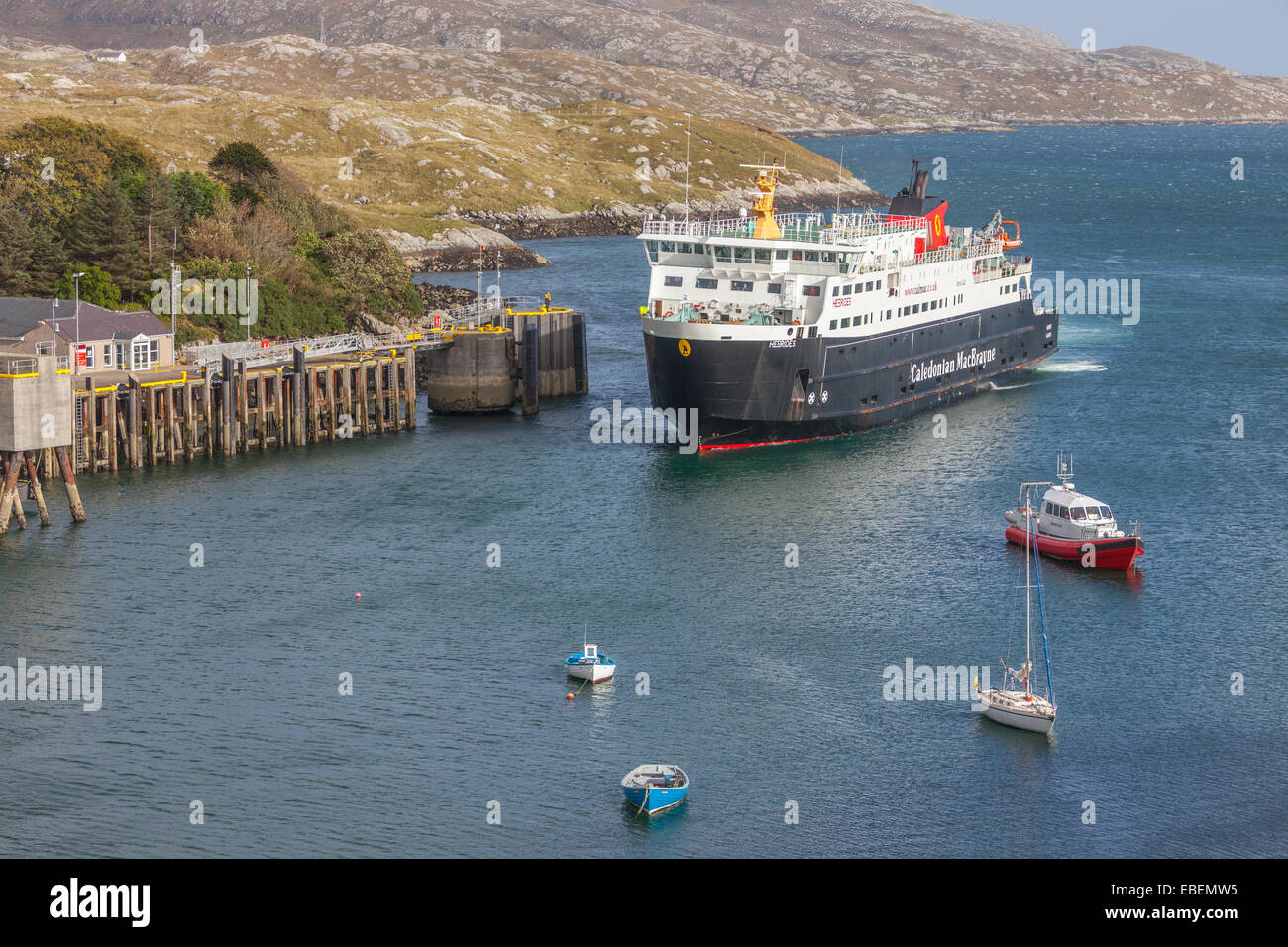 Caledonian MacBrayne ferry Hebrides entering Tarbert from Uig Stock ...