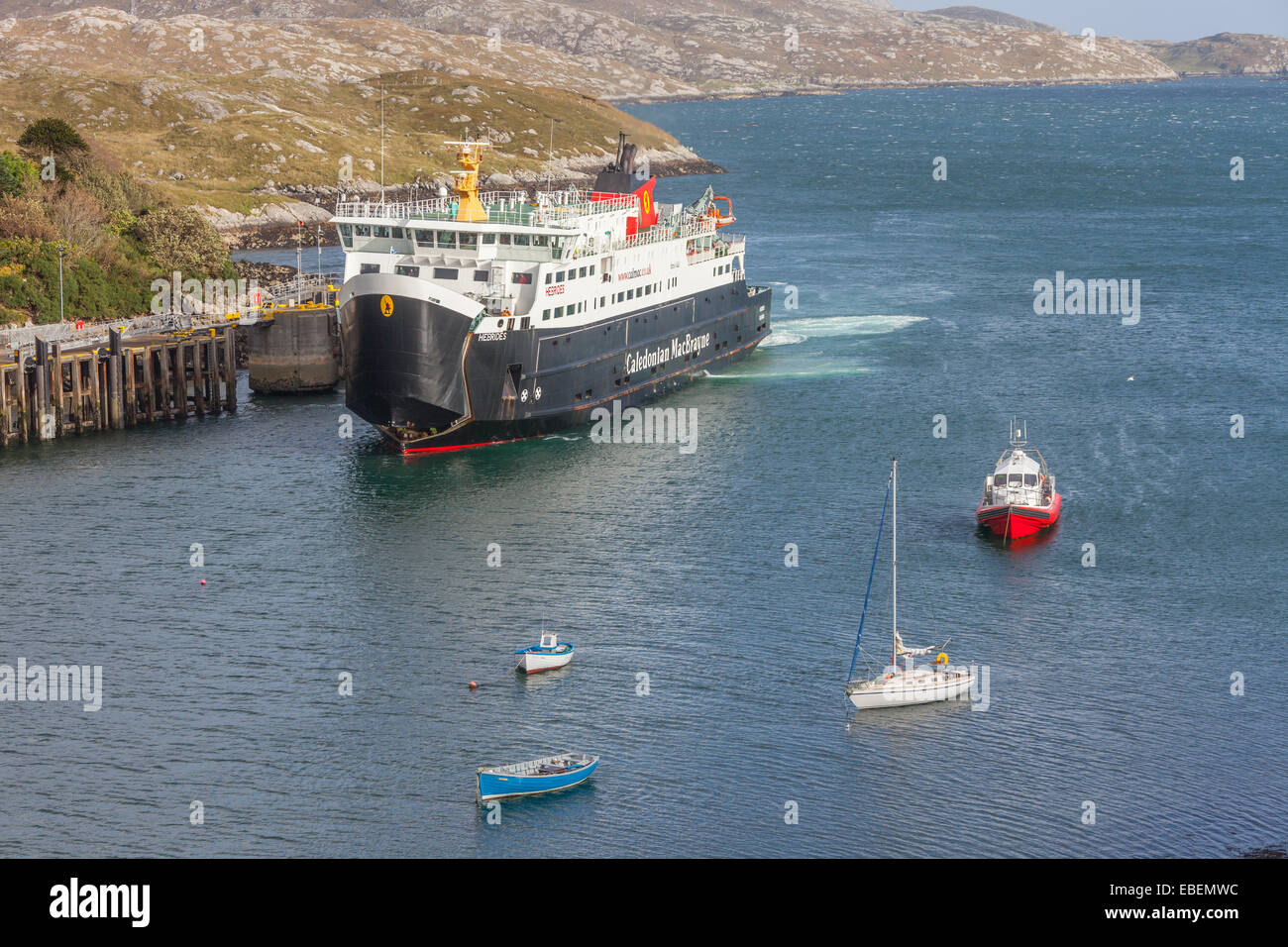 Caledonian MacBrayne ferry Hebrides entering Tarbert from Uig Stock ...