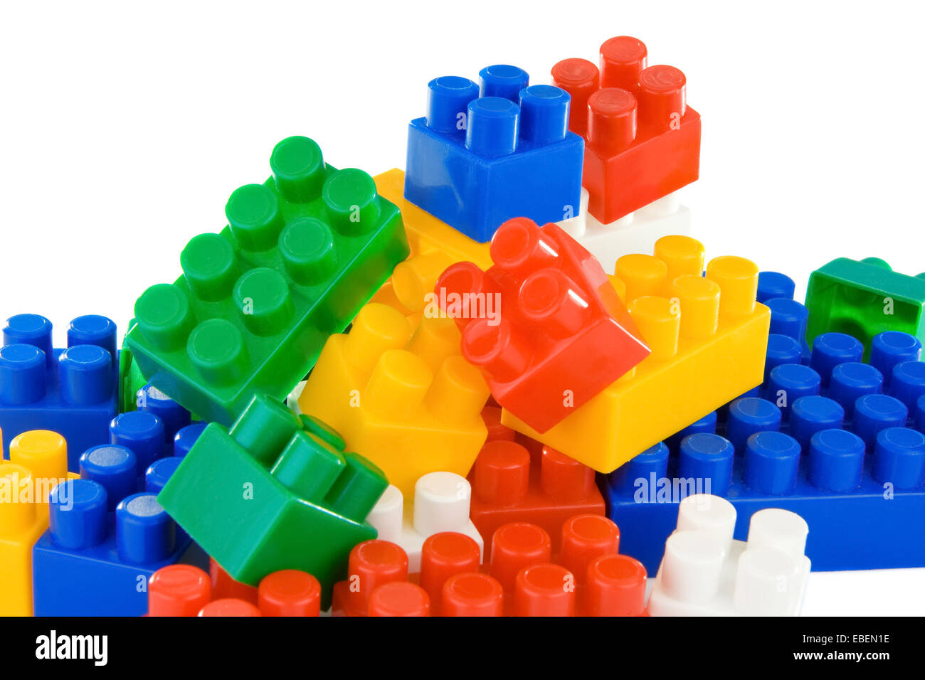 assemble of colorful plastic bricks isolated on white Stock Photo - Alamy