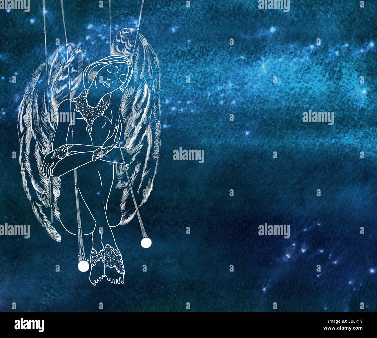 Colorful background with an angel. Beautiful dreams Stock Photo - Alamy