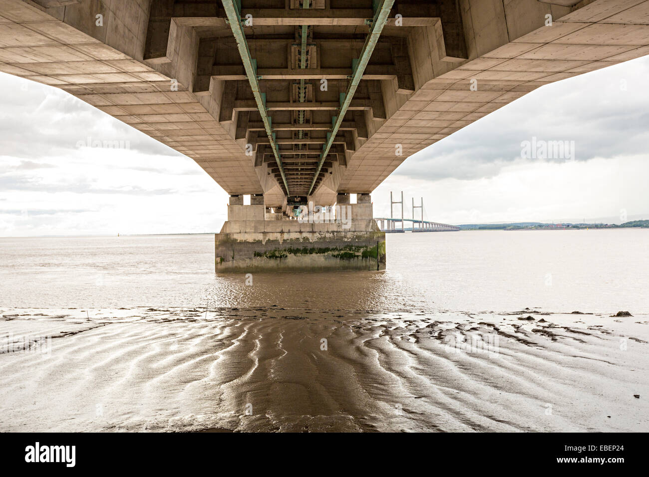 Below the second river crossing bridge, River Severn, England, UK Stock ...