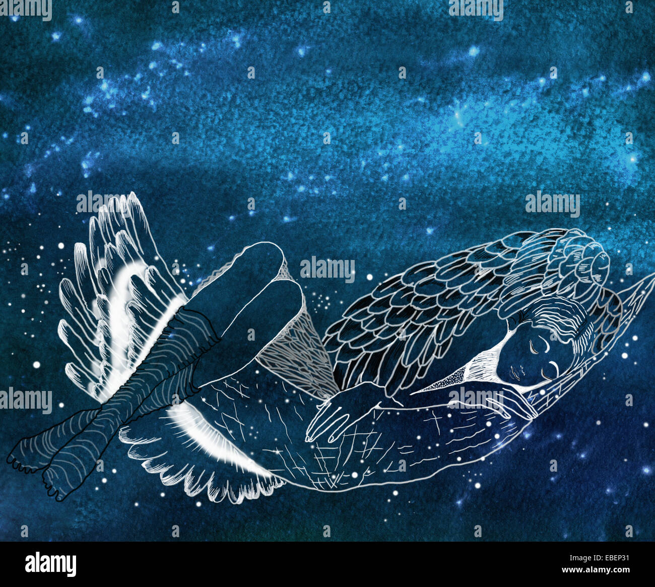 Colorful background with an angel. Beautiful dreams Stock Photo - Alamy