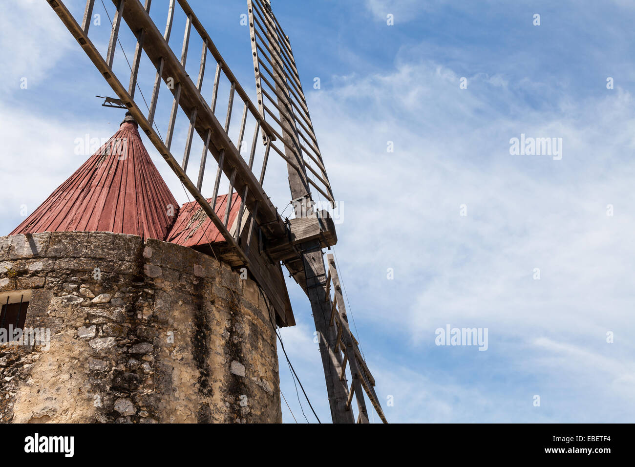Provence region, France. Fontvieille old mill, made of stone and wood ...