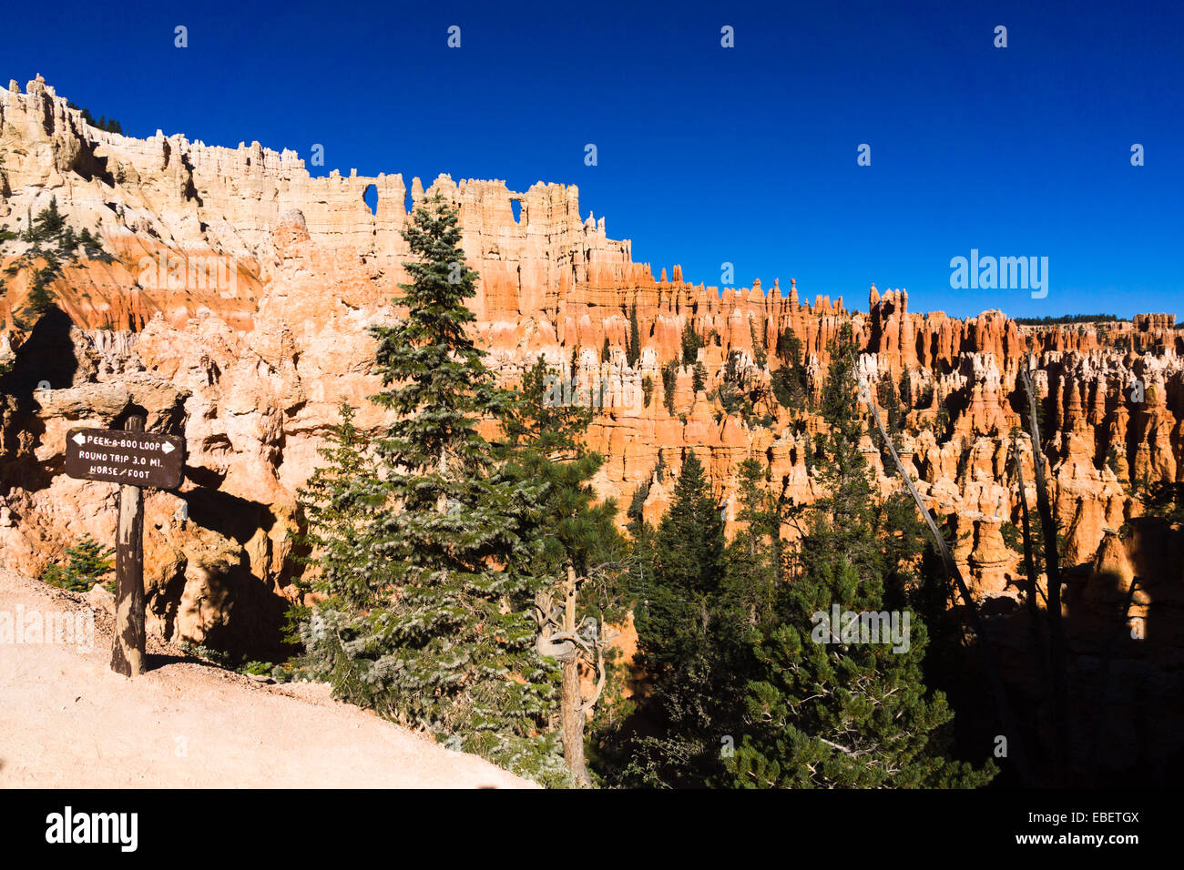 Peekaboo Loop trailhead with Bryce Amphitheater and Wall of Windows in ...