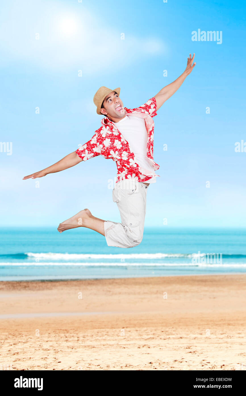 indian man Beach Jumping Stock Photo - Alamy