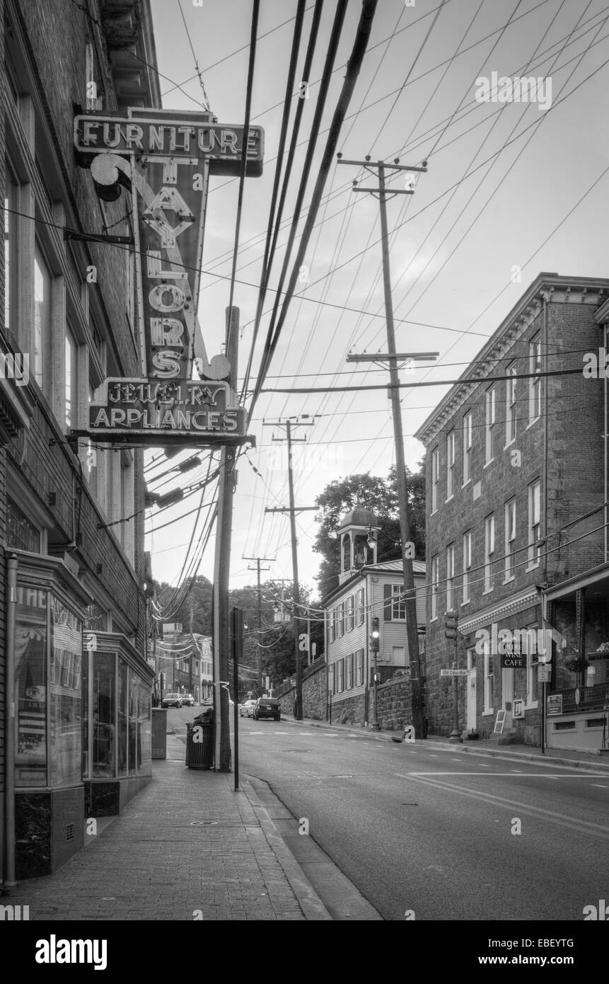 Main street in historic old Black and White Stock Photos & Images - Alamy