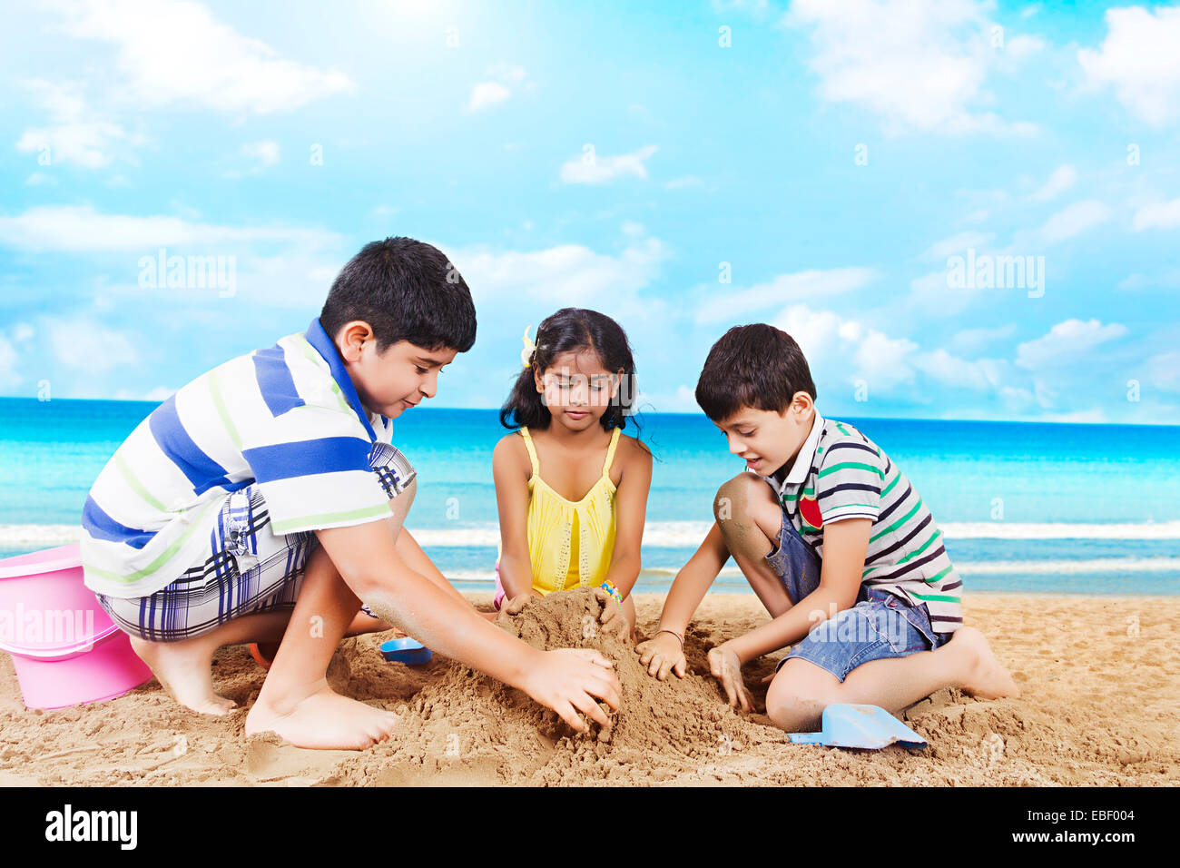 indian Children goa beach Sand Castle Stock Photo - Alamy