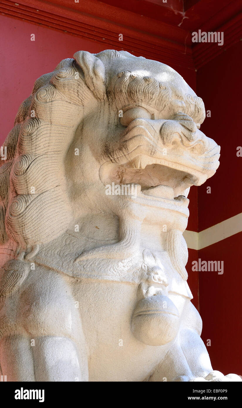 the ancient lion who protect the temple entrance Stock Photo - Alamy