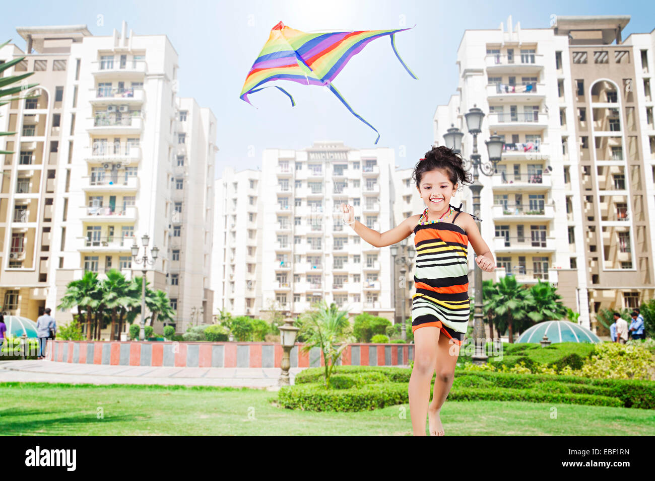 indian Beautiful Child garden Kite Flying Stock Photo - Alamy