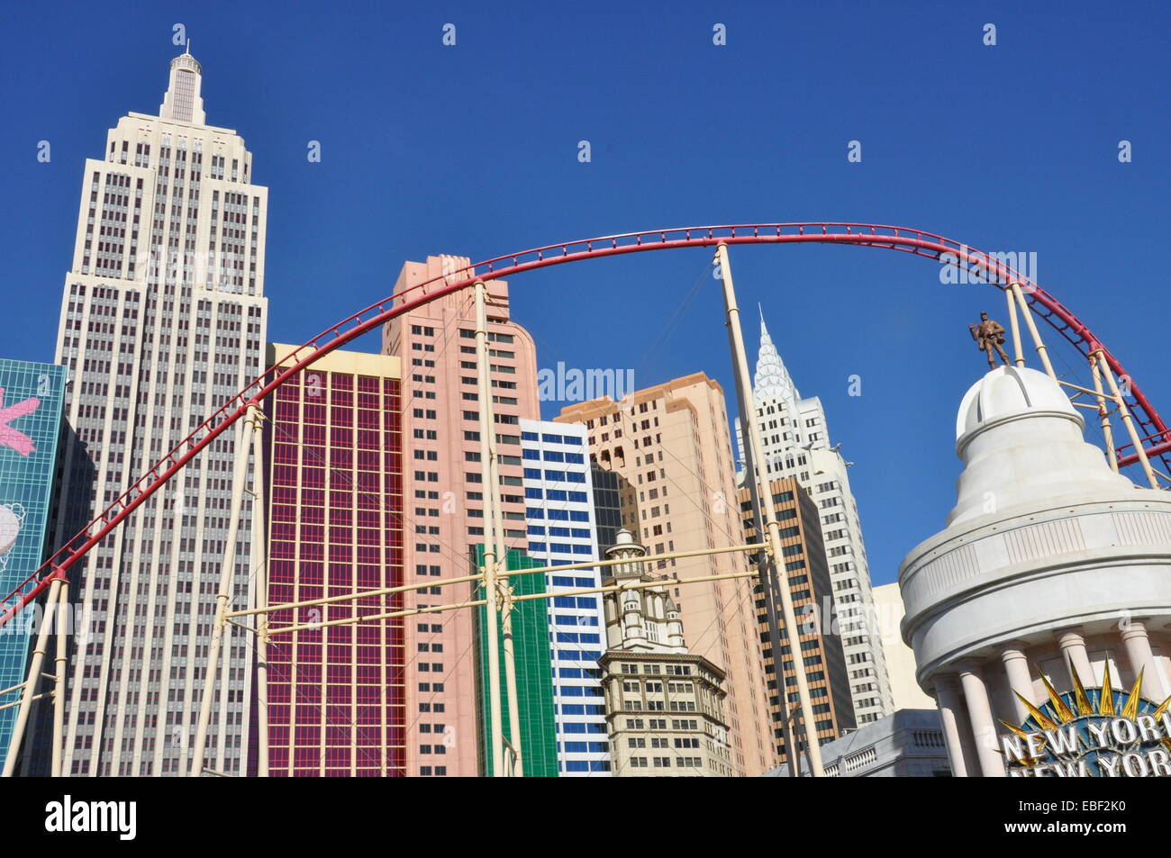 Hotel New York, New York, Las Vegas, with roller coaster in foreground ...
