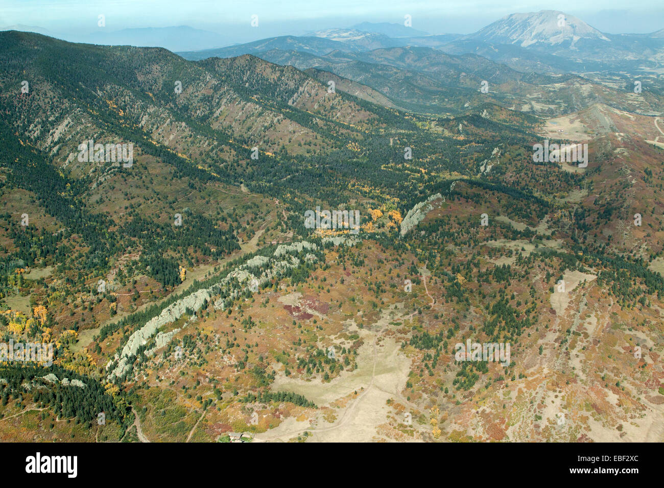 Volcanic dike in Huerfano County, Colorado. Mountain at the left is ...