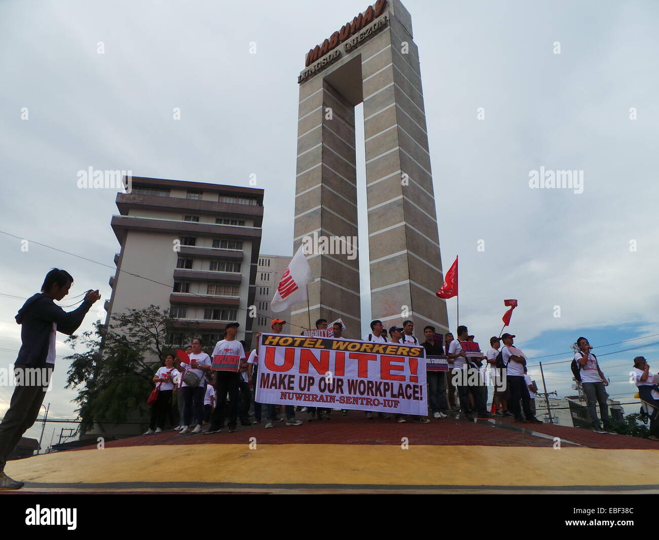 Manila, Philippines. 30rd November, 2014. Hotel workers celebrates ...