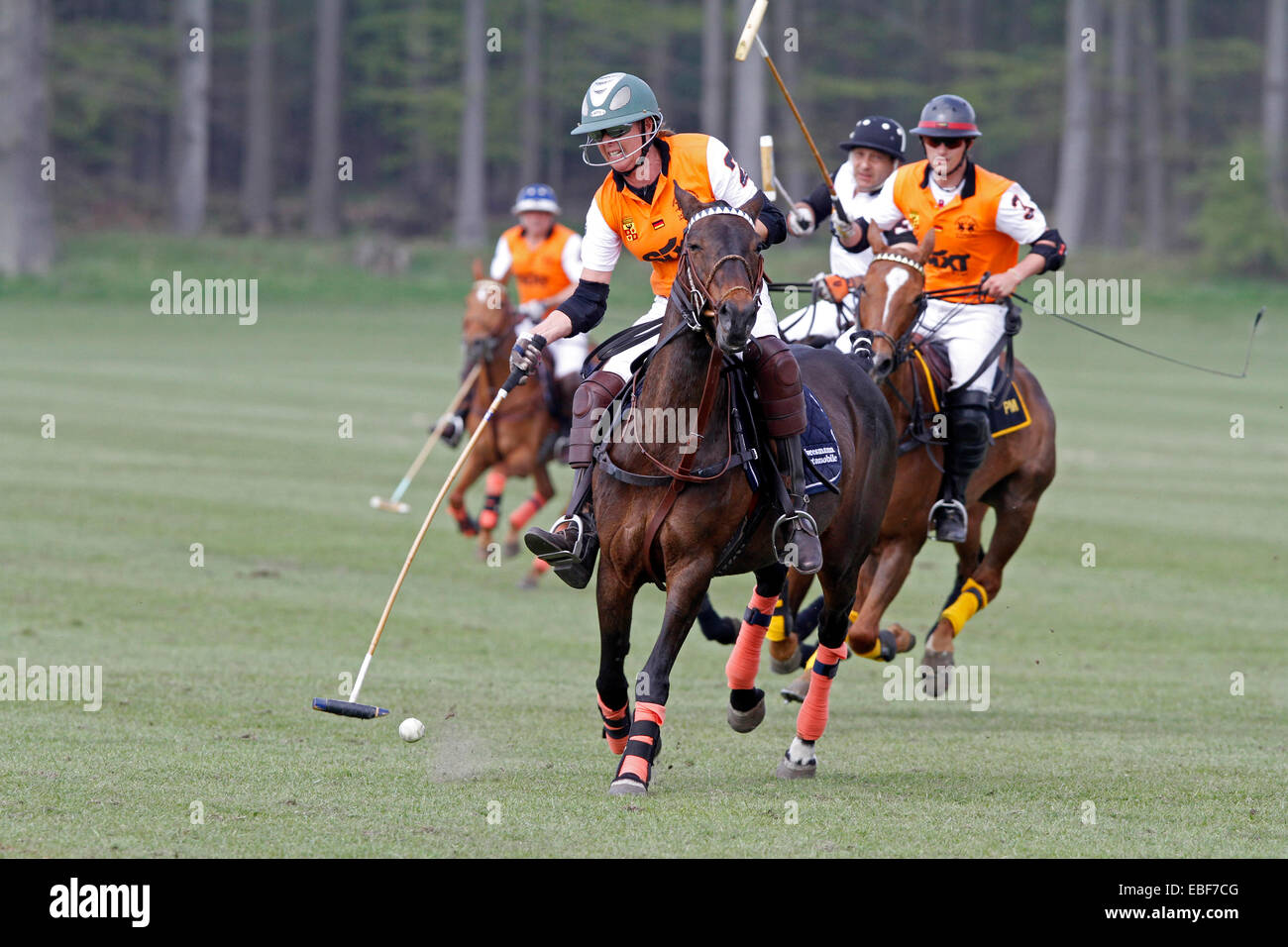 Polo players fight on the ball, Bucherer High Goal Polo Cup, Gut Aspern ...