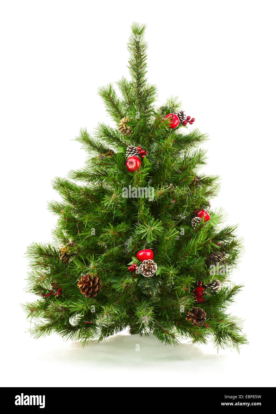 Green Decorated Christmas Tree Isolated on White Background. Closeup ...