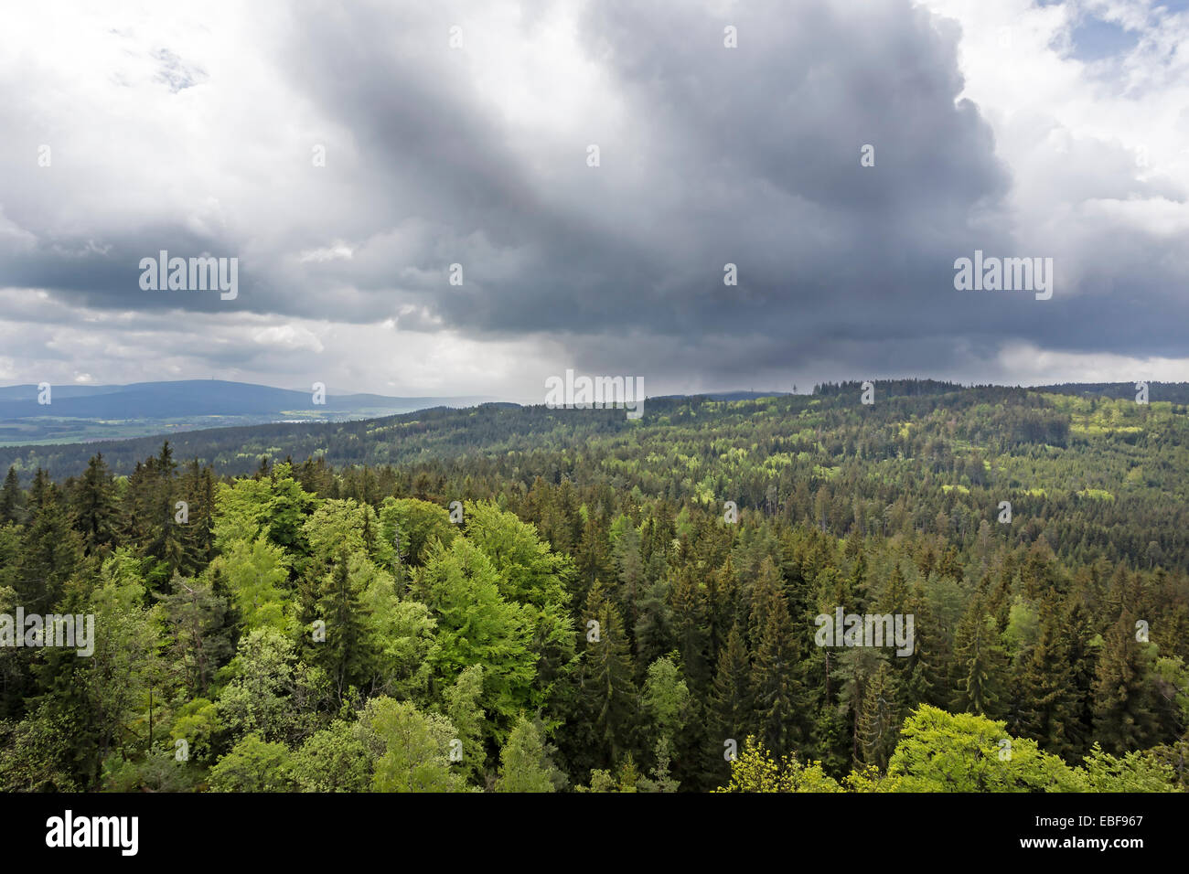 Thundery atmosphere over Fichtelgebirge, Bavaria, Germany, Europe Stock ...