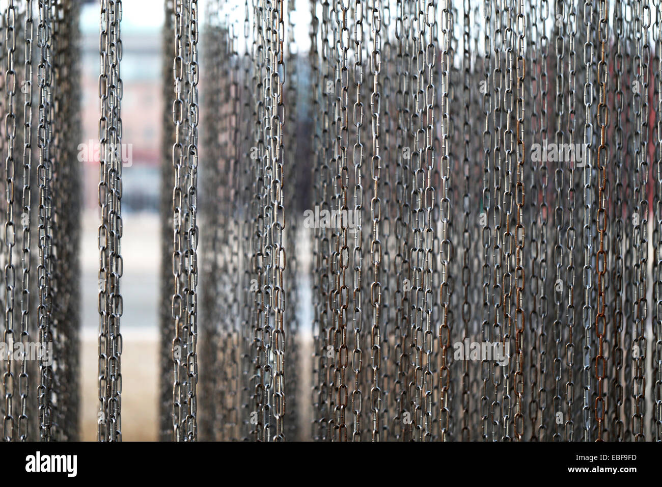 Texture of hanging chains on the background of the river Stock Photo ...