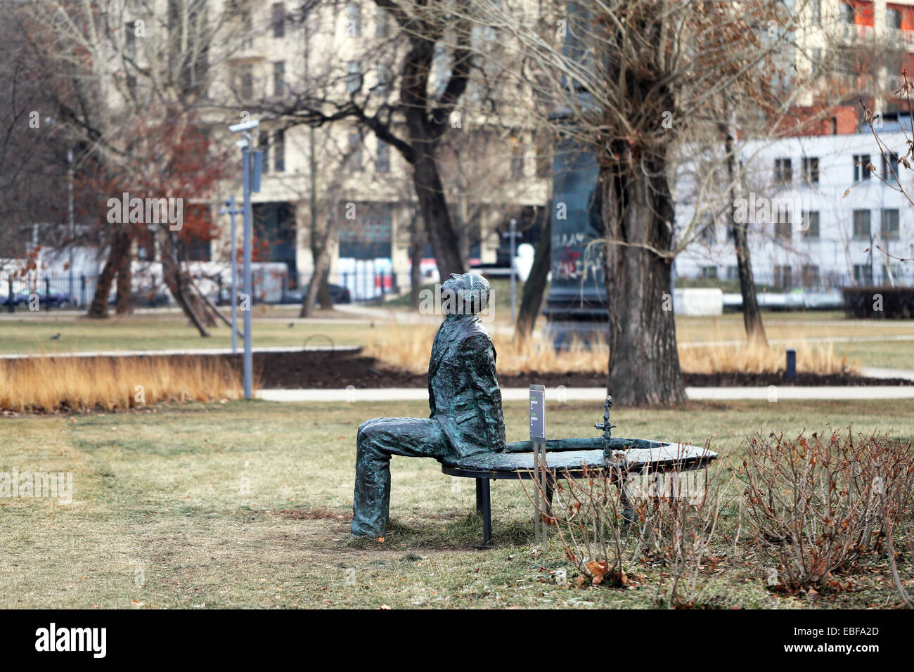 Statue worker stands in the park is photographed close-up Stock Photo ...