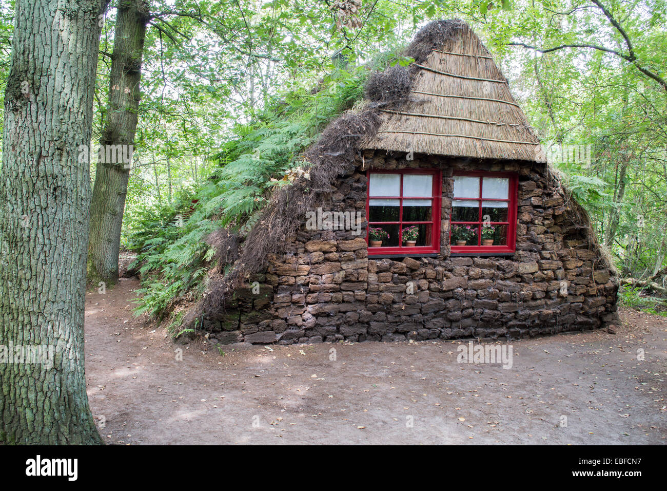 old peat house in holland province drenthe in the middle of the forest Stock Photo - Alamy
