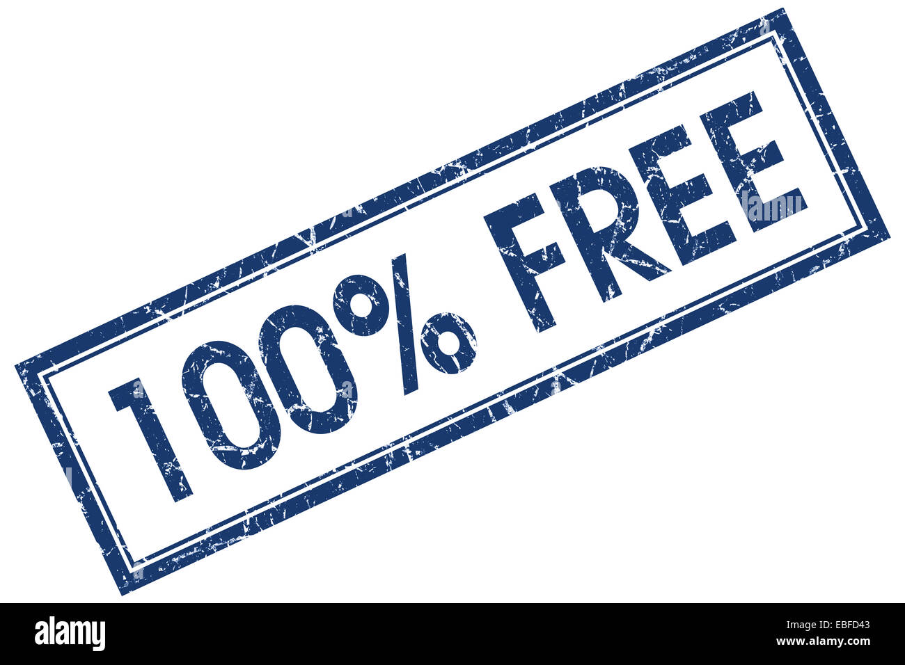 100 percent free blue square grungy stamp isolated on white background ...