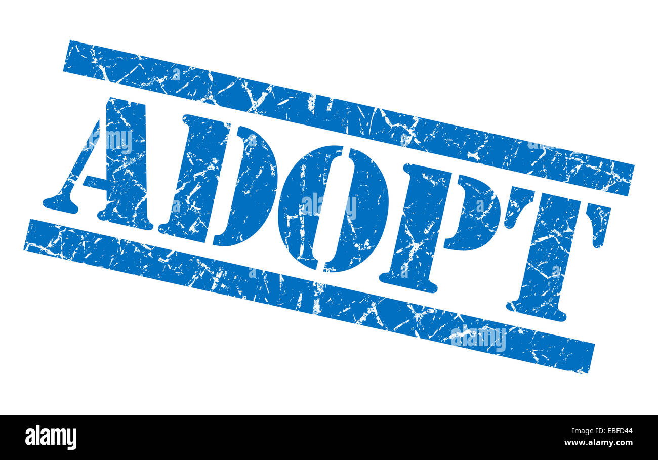 adopt blue square grungy isolated rubber stamp Stock Photo - Alamy
