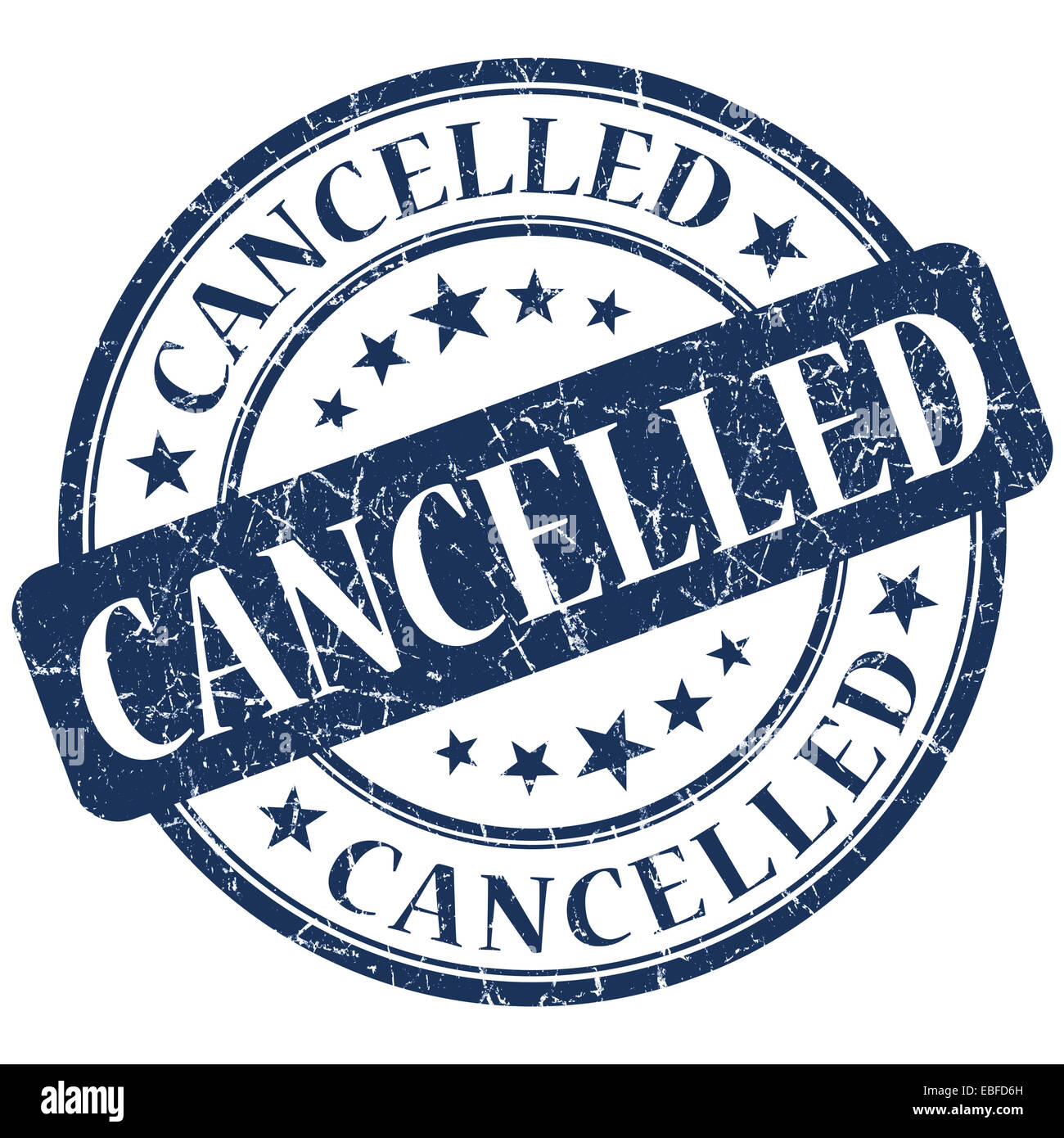 CANCELLED Blue stamp Stock Photo - Alamy