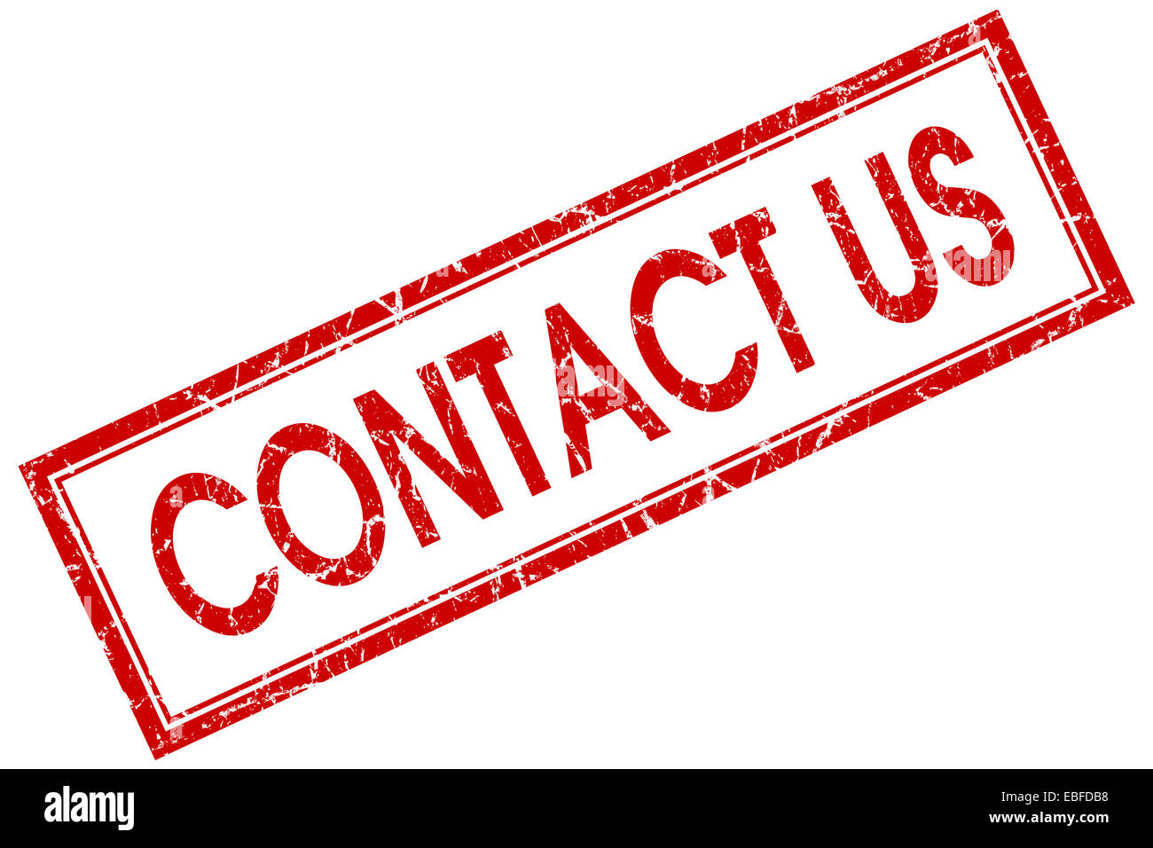 Contact us red square grungy stamp isolated on white background Stock ...