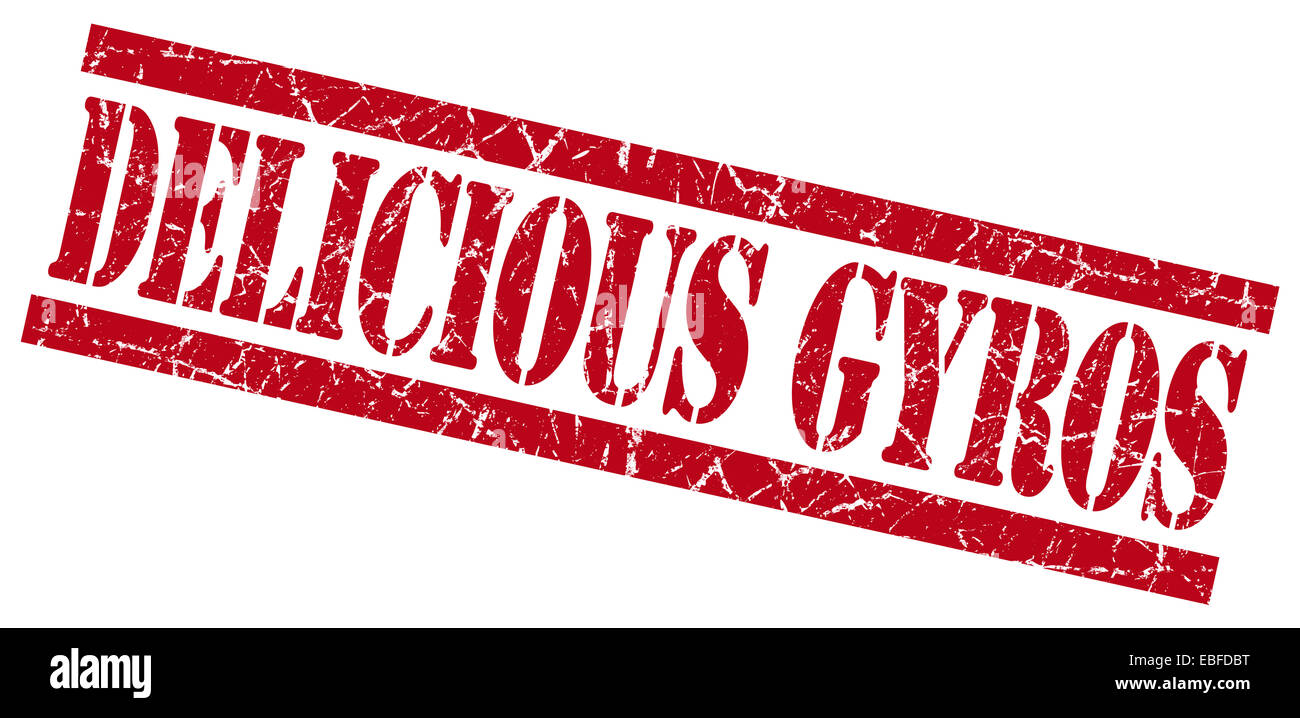 delicious gyros red grungy stamp on white background Stock Photo - Alamy