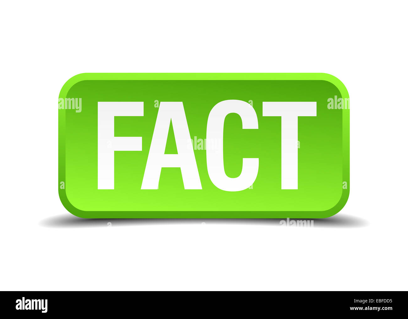 Fact green 3d realistic square isolated button Stock Photo - Alamy