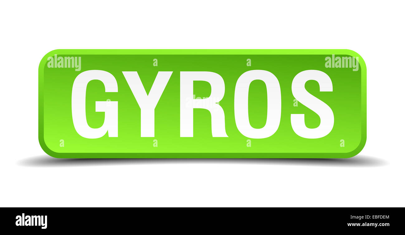 Gyros green 3d realistic square isolated button Stock Photo - Alamy