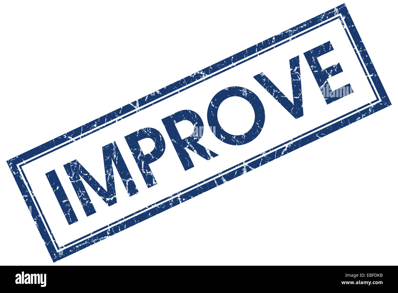 Improve blue square grungy stamp isolated on white background Stock ...