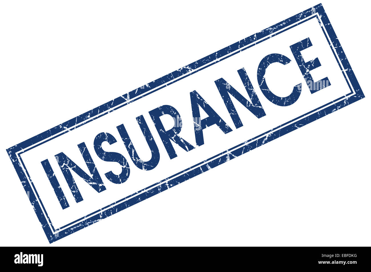 Insurance blue square grungy stamp isolated on white background Stock ...