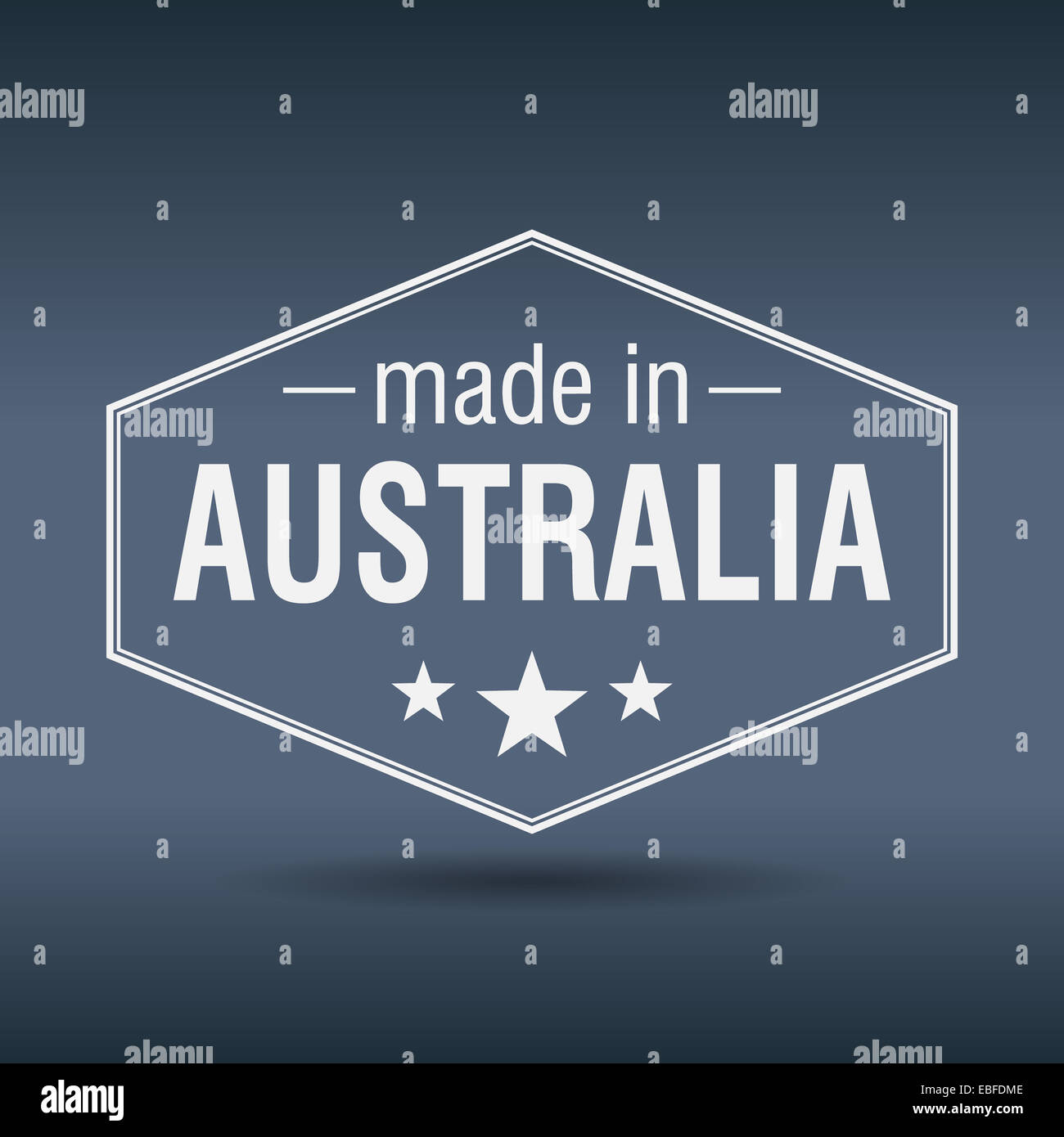 made in Australia hexagonal white vintage label Stock Photo - Alamy