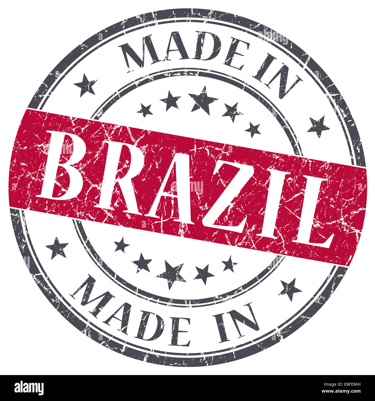 made in Brazil red grunge round stamp isolated on white background ...