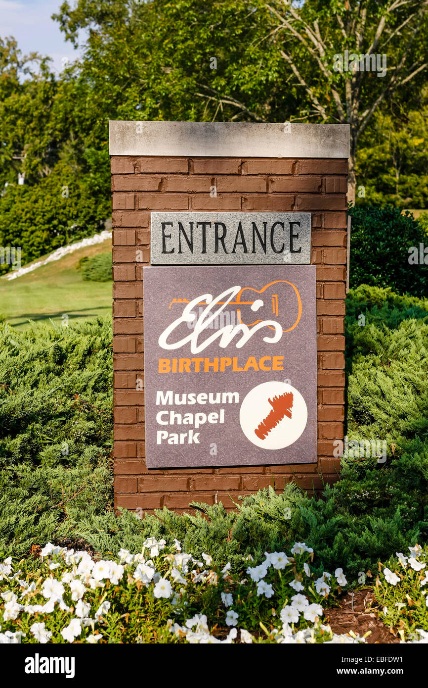 Entrance sign to Elvis birthplace museum in Tupelo Mississippi Stock ...