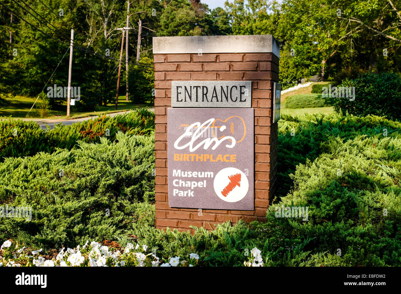Entrance sign to Elvis birthplace museum in Tupelo Mississippi Stock ...