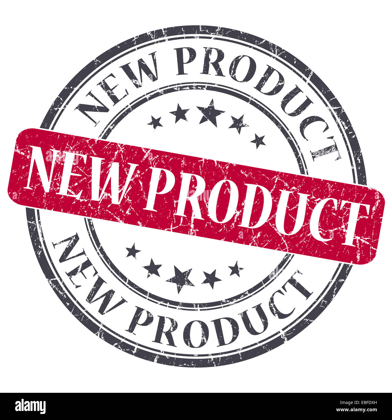 New product red round grungy stamp isolated on white background Stock ...