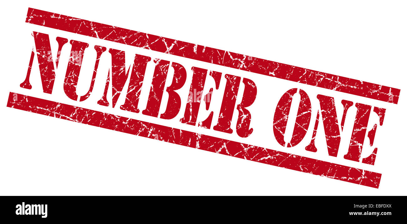 number one red grungy stamp on white background Stock Photo - Alamy