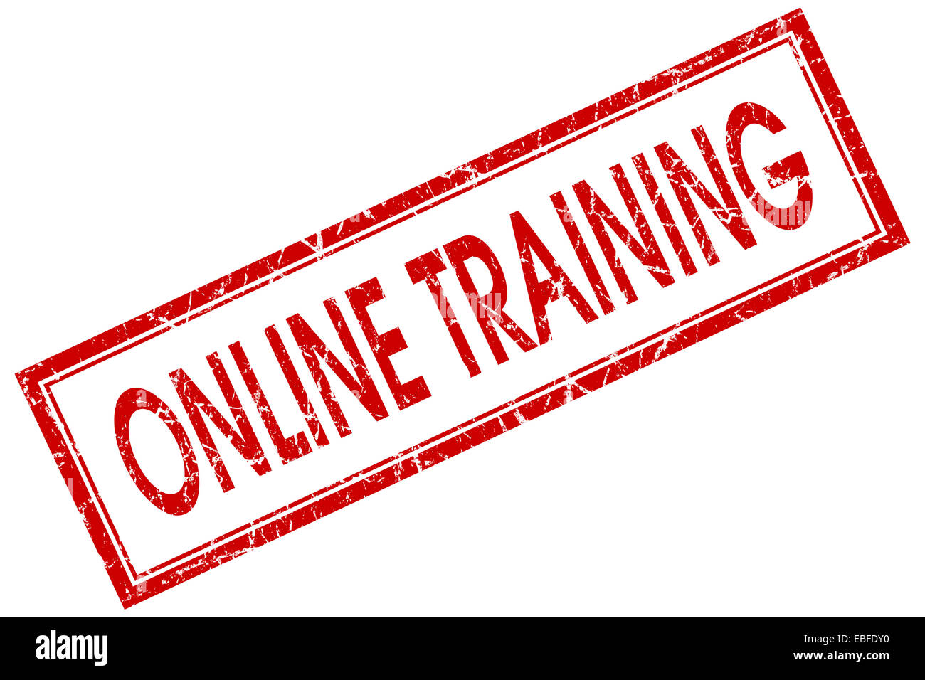 Online training red square grungy stamp isolated on white background ...
