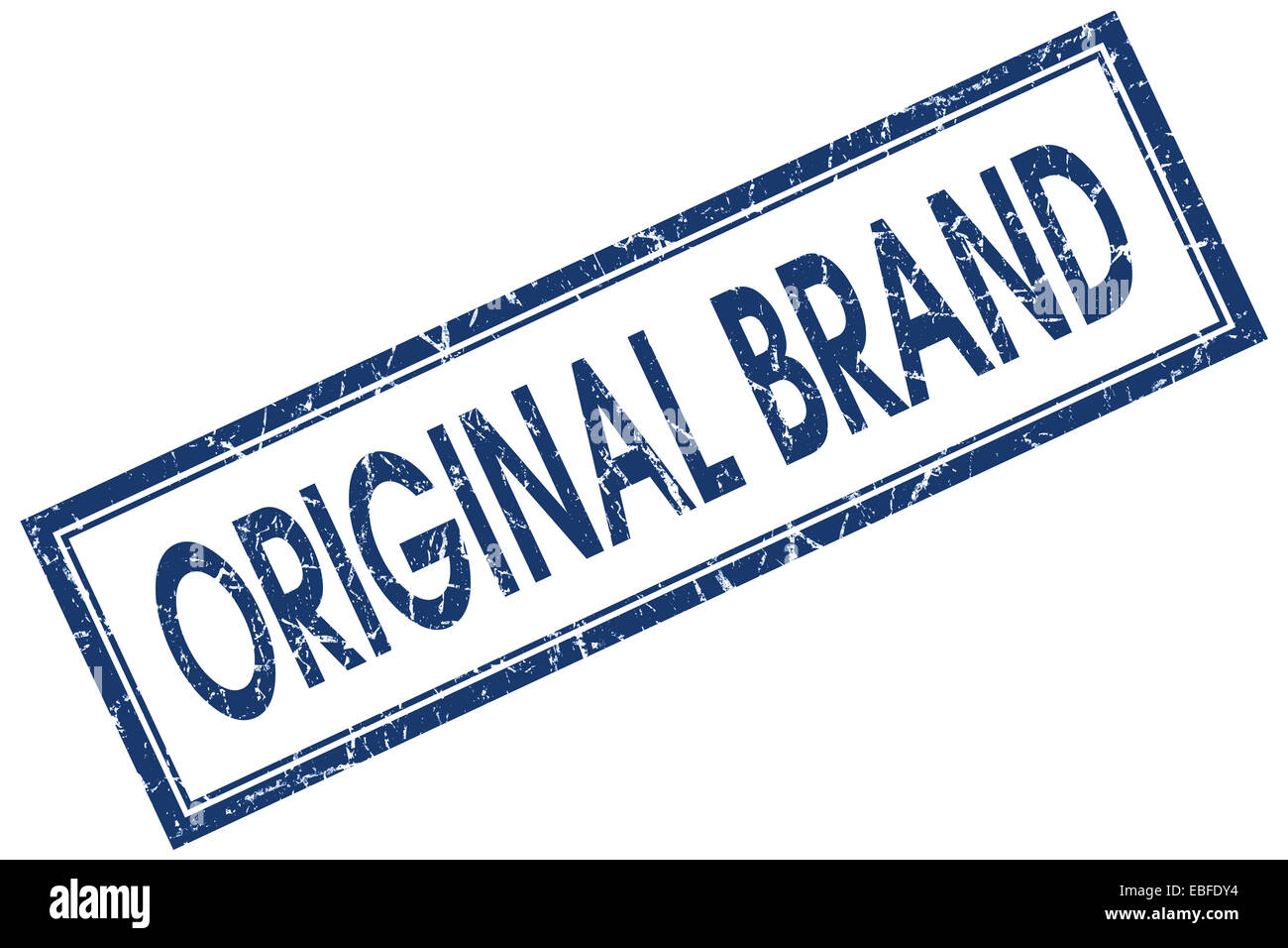 Original brand blue square grungy stamp isolated on white background ...
