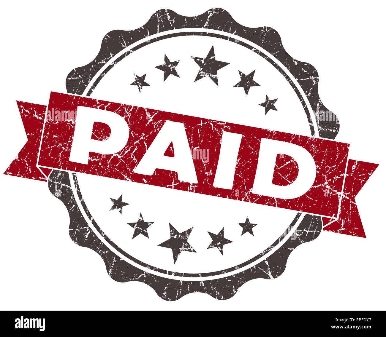 PAID red grunge vintage seal isolated on white Stock Photo - Alamy