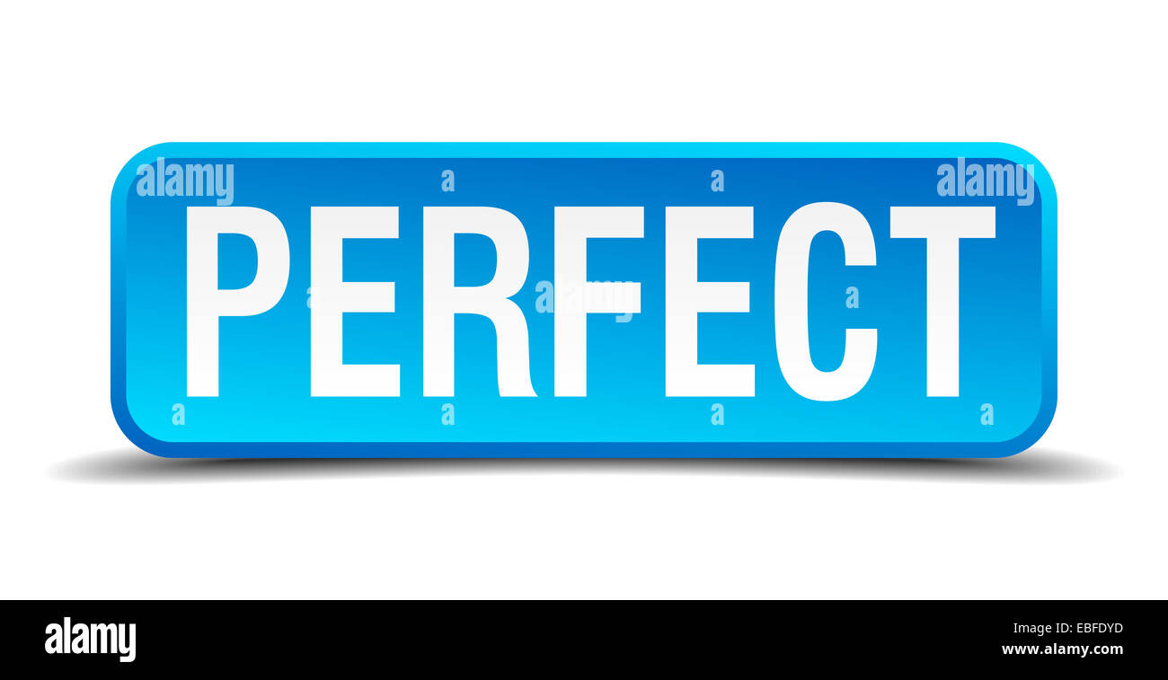 Perfect blue 3d realistic square isolated button Stock Photo - Alamy
