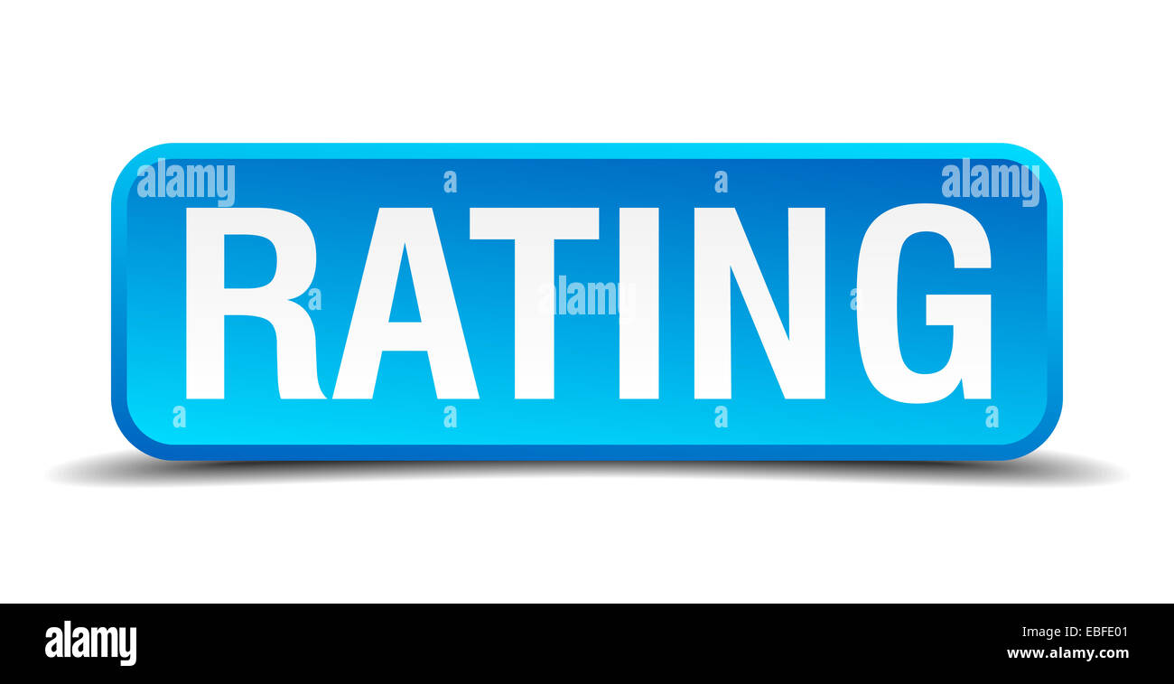 Rating blue 3d realistic square isolated button Stock Photo - Alamy