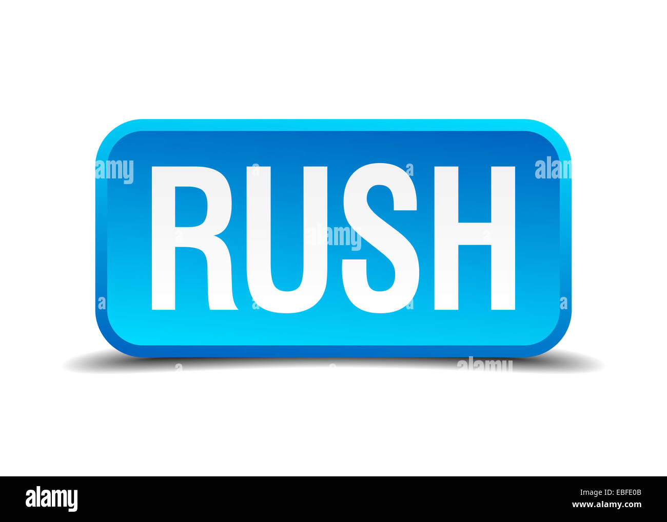 Rush blue 3d realistic square isolated button Stock Photo - Alamy