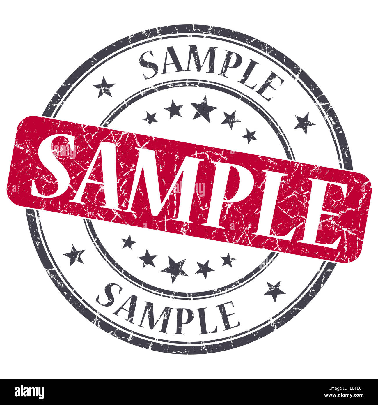 Sample red grunge round stamp on white background Stock Photo - Alamy