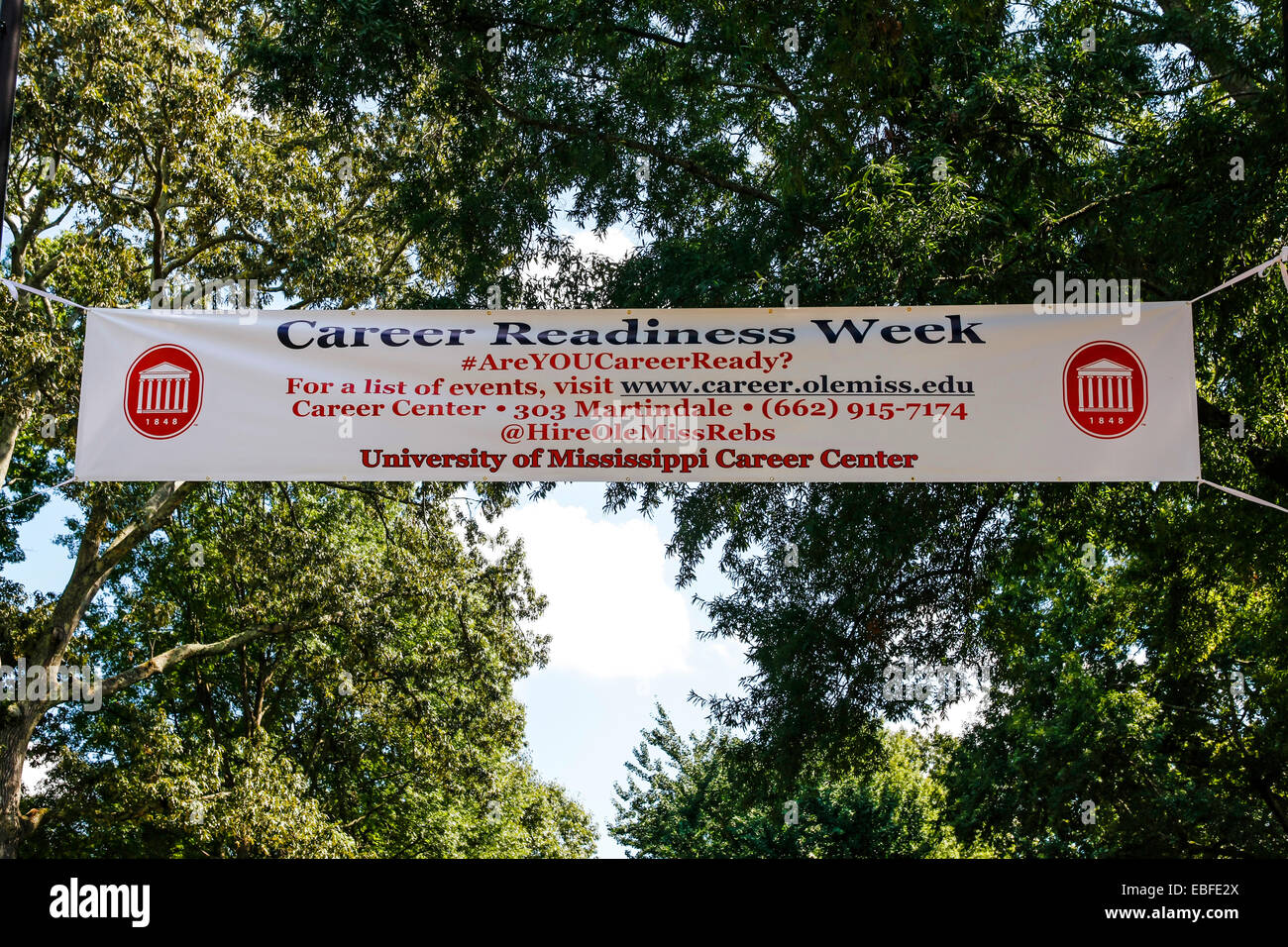 Overhead sign - Career Readiness Week hanging in the "Ole Miss ...